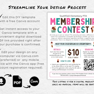Editable PTA Membership Contest Flyer: Canva Template, School ...