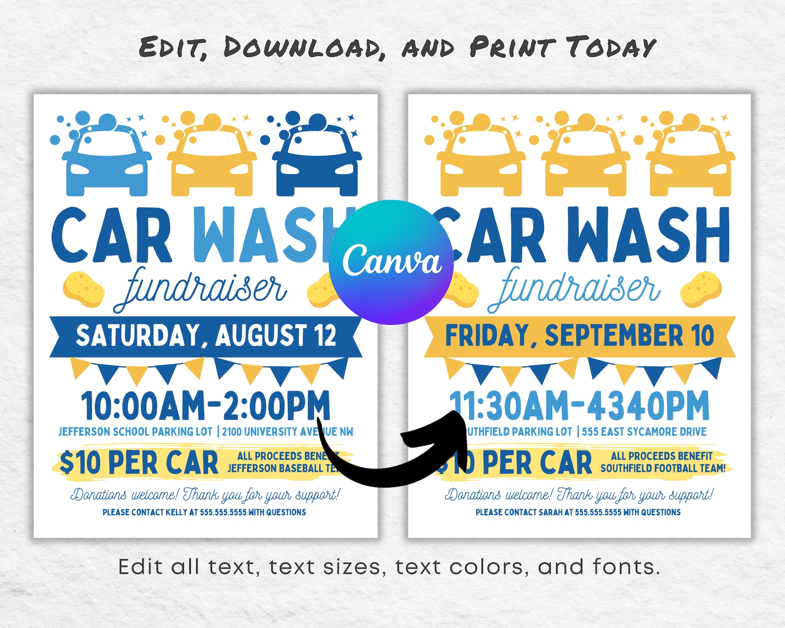 Editable Car Wash Fundraiser Flyer Template: School Fundraising ...