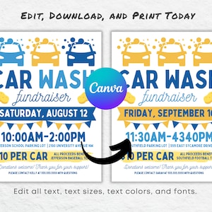 Editable Car Wash Fundraiser Flyer Template: School Fundraising ...