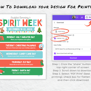 Editable Christmas Spirit Week Flyer: Holiday Dress up Schedule (canva ...