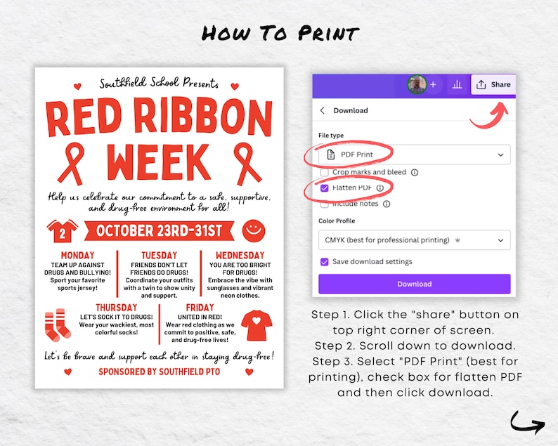 Editable Red Ribbon Week Flyer Template | Anti-drug Awareness Campaign ...