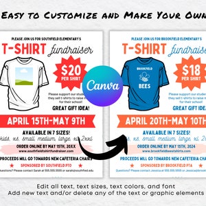 T-shirt Fundraiser Flyer Editable Printable, Spirt Wear Template Canva ...