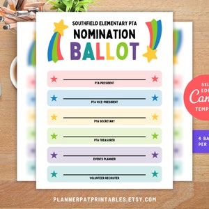 Editable PTO PTA Elections Ballot Template, Board Member Nomination ...