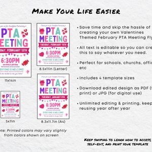 Editable Valentine PTA Meeting Flyer Template, PTO PTA February News ...