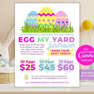 Editable Egg My Yard Flyer Printable, Easter Fundraiser Canva Template ...