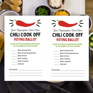 Editable Chili Ballot Template, Cook off Judging Sheet (canva, Digital ...
