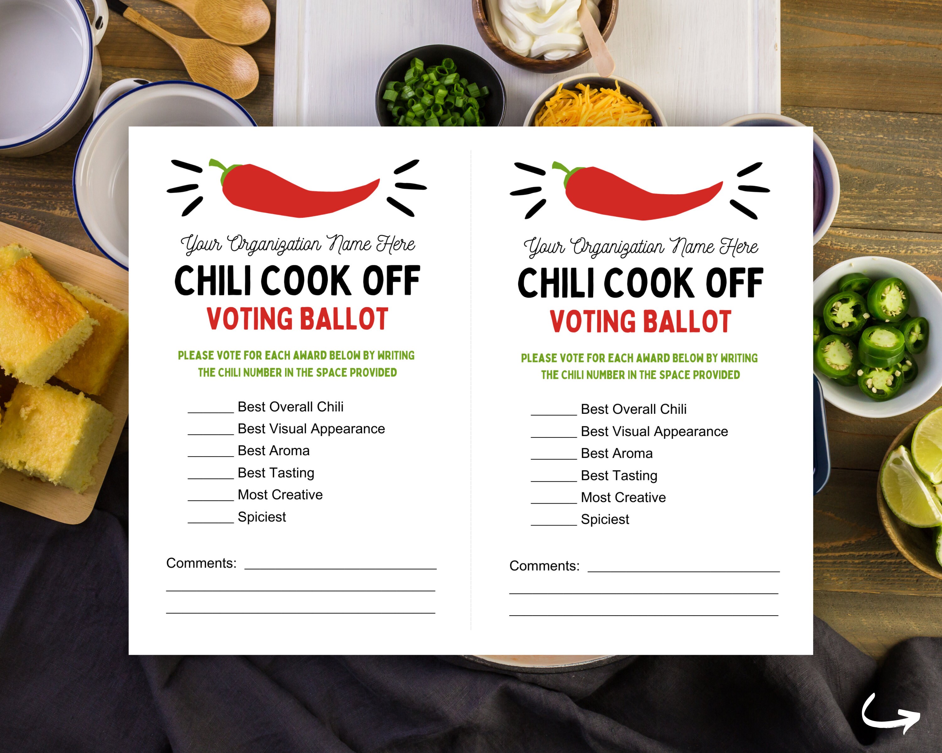 Editable Chili Ballot Template, Cook off Judging Sheet (canva, Digital ...
