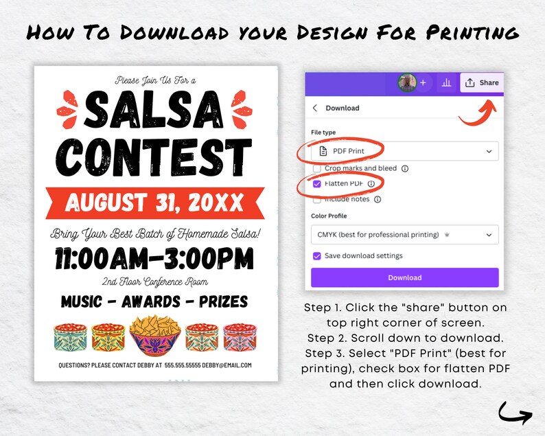 Editable Salsa Contest Flyer Canva Template, DIY Salsa Cook-off ...