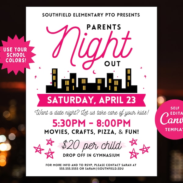 Parents Night Out Flyers - Etsy