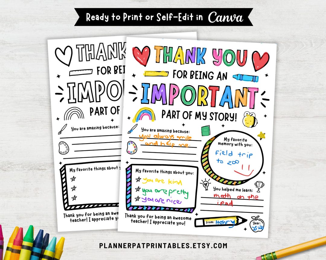 Teacher Thank You Coloring Page: DIY Appreciation Gift (editable Canva ...