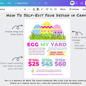Editable Egg My Yard Flyer Printable, Easter Fundraiser Canva Template ...