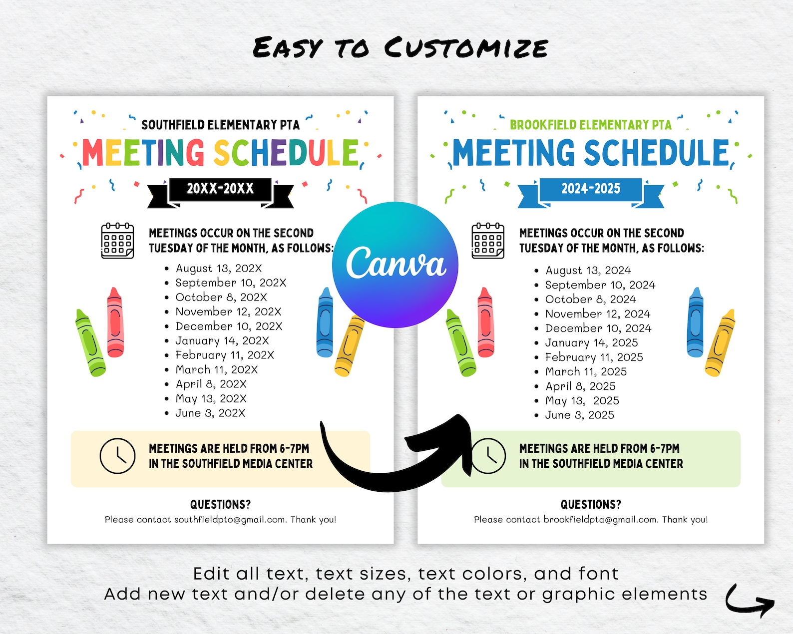Editable Annual PTA Meeting Schedule Flyer Canva Template, PTO Meeting ...