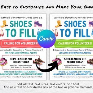 Editable PTA PTO Volunteer Meeting Flyer | Canva Orientation ...