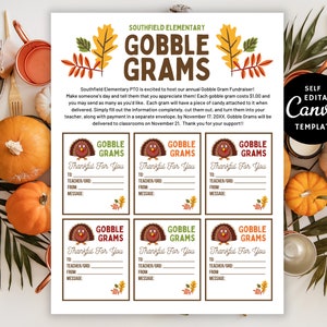 Editable Gobble Grams Fundraiser Canva Template, Turkey Candy Grams ...