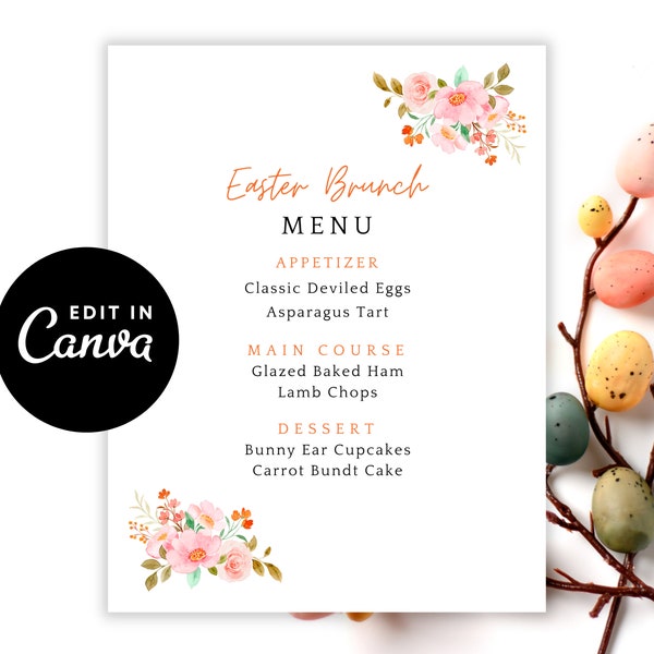 Easter Menu Template - Etsy