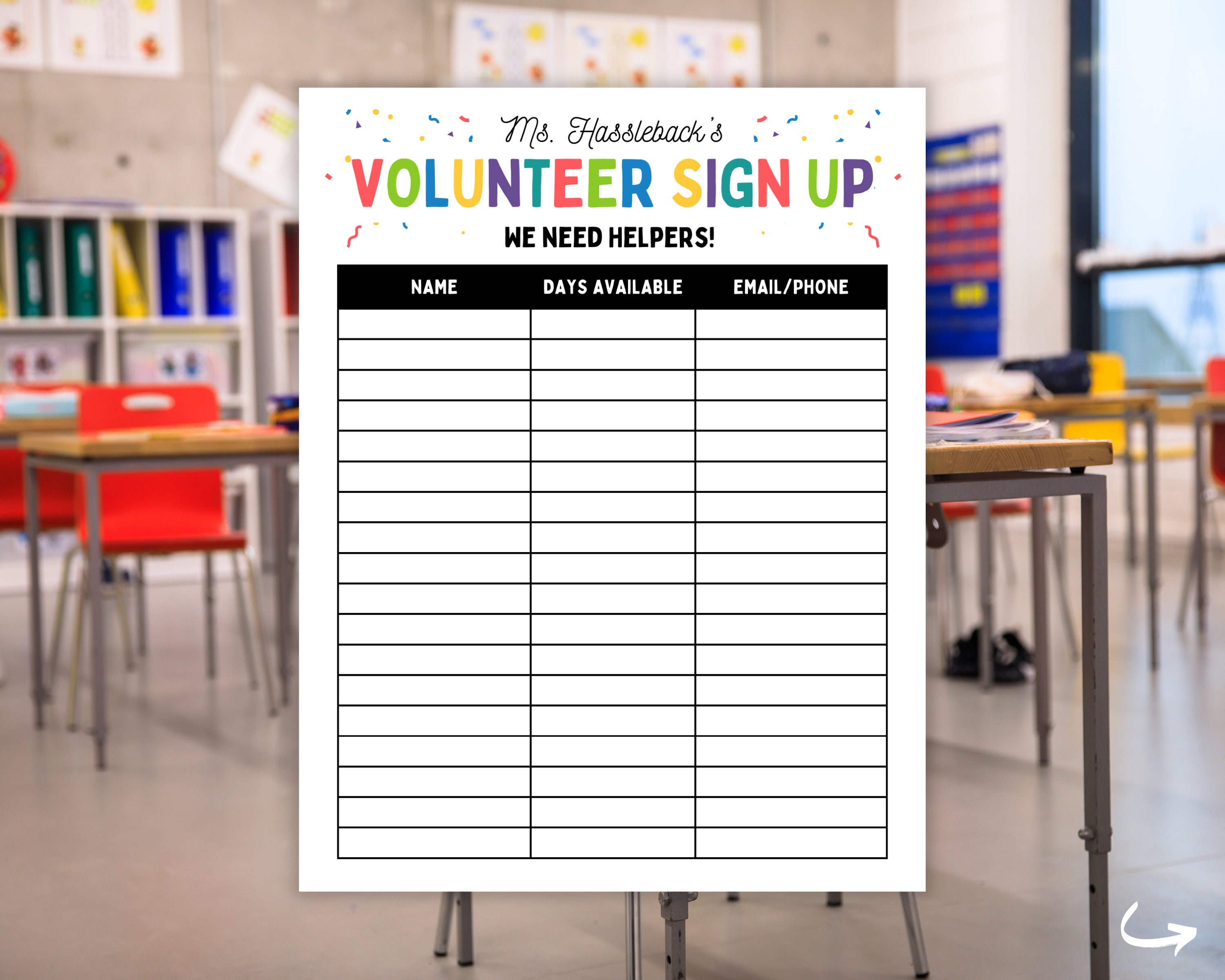 Editable Classroom Volunteer Sign up Sheet, Teacher Volunteer Canva ...