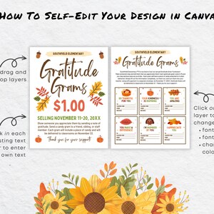 Editable Thanksgiving Gratitude Grams Flyer Template (canva) - Etsy