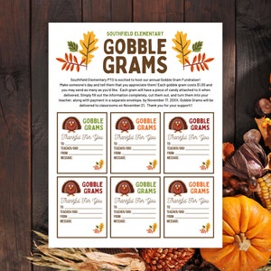 Editable Gobble Grams Fundraiser Canva Template, Turkey Candy Grams ...