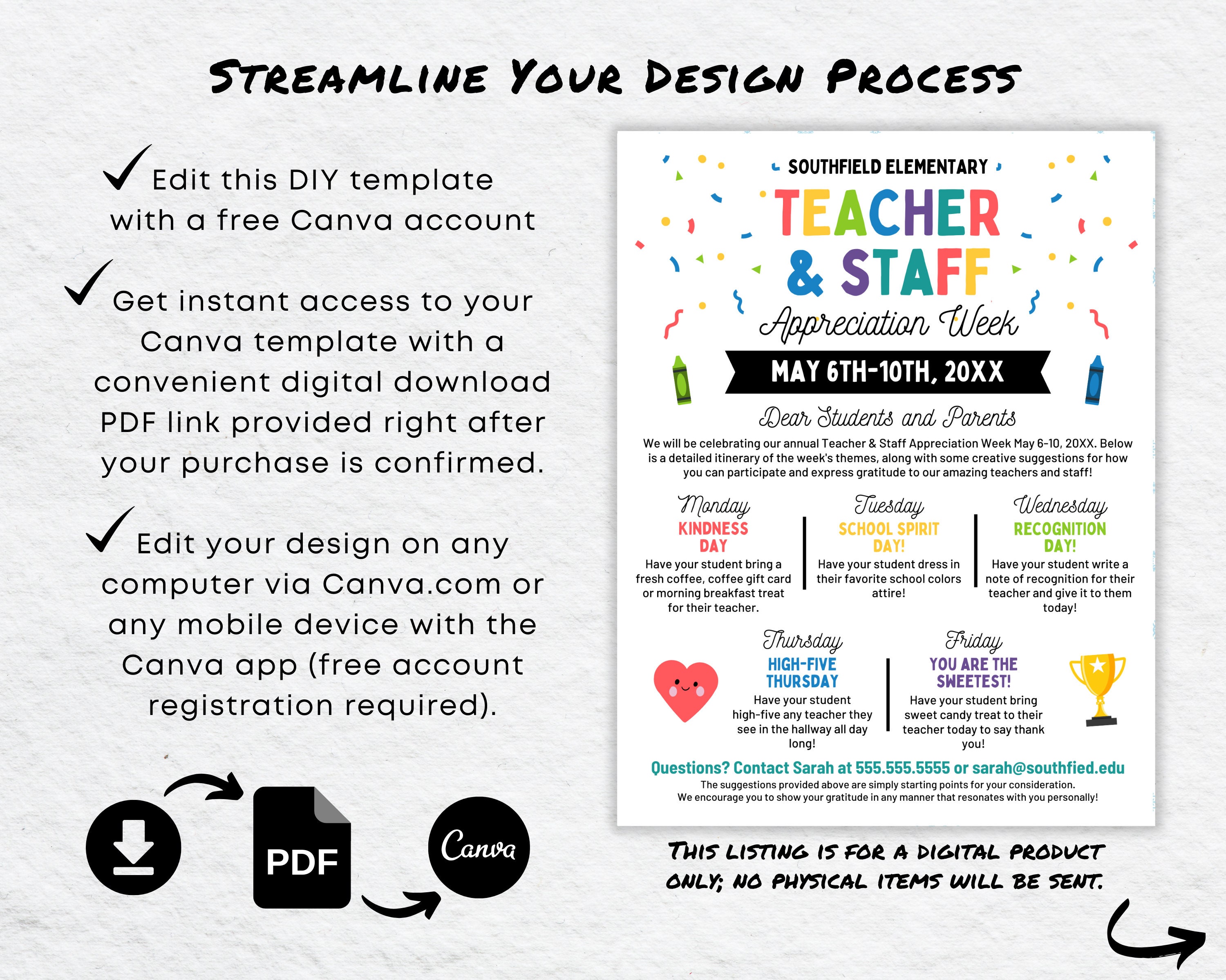 Editable Parent Newsletter Itinerary Flyer for Teacher & Staff ...