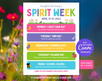 Summer Spirit Week Flyer Template, Editable, Printable, Summer Themed ...