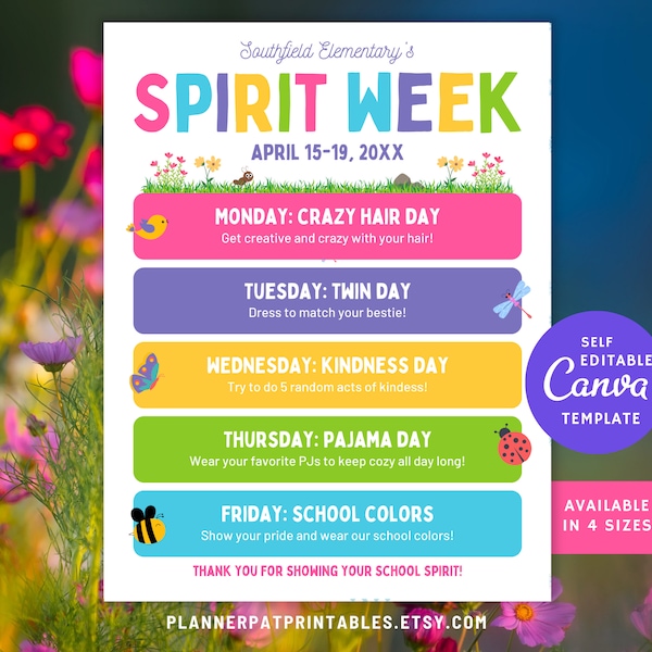 School Spirit Week Flyers - Etsy