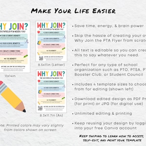 Editable PTA PTO Flyer Template: Why Join Volunteer Recruitment Poster ...