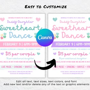 Editable Sweetheart Dance Flyer Template, Valentine's Day Dance Invite ...