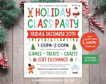 Editable Christmas Class Party Invite, Elementary School Party Flyer ...