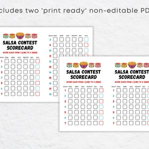 Editable Salsa Contest Scorecard Template | Printable Salsa Tasting ...