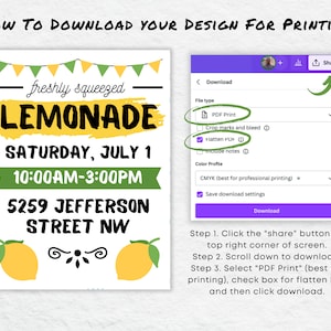 Editable Lemonade Stand Flyer Template, Printable Sign (canva) - Etsy