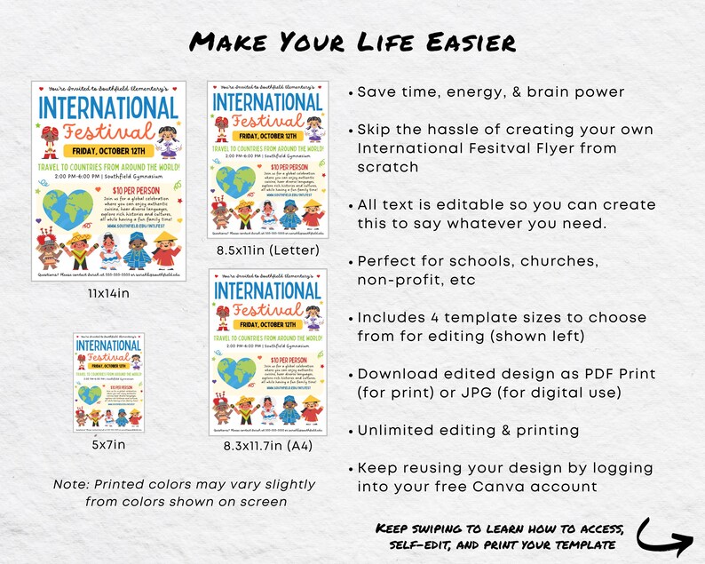 International School Festival Flyer: Multicultural Fair Invitation ...