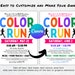 Editable Color Run Flyer Printable, Colorful 5k 10k Run Walk Invitation ...