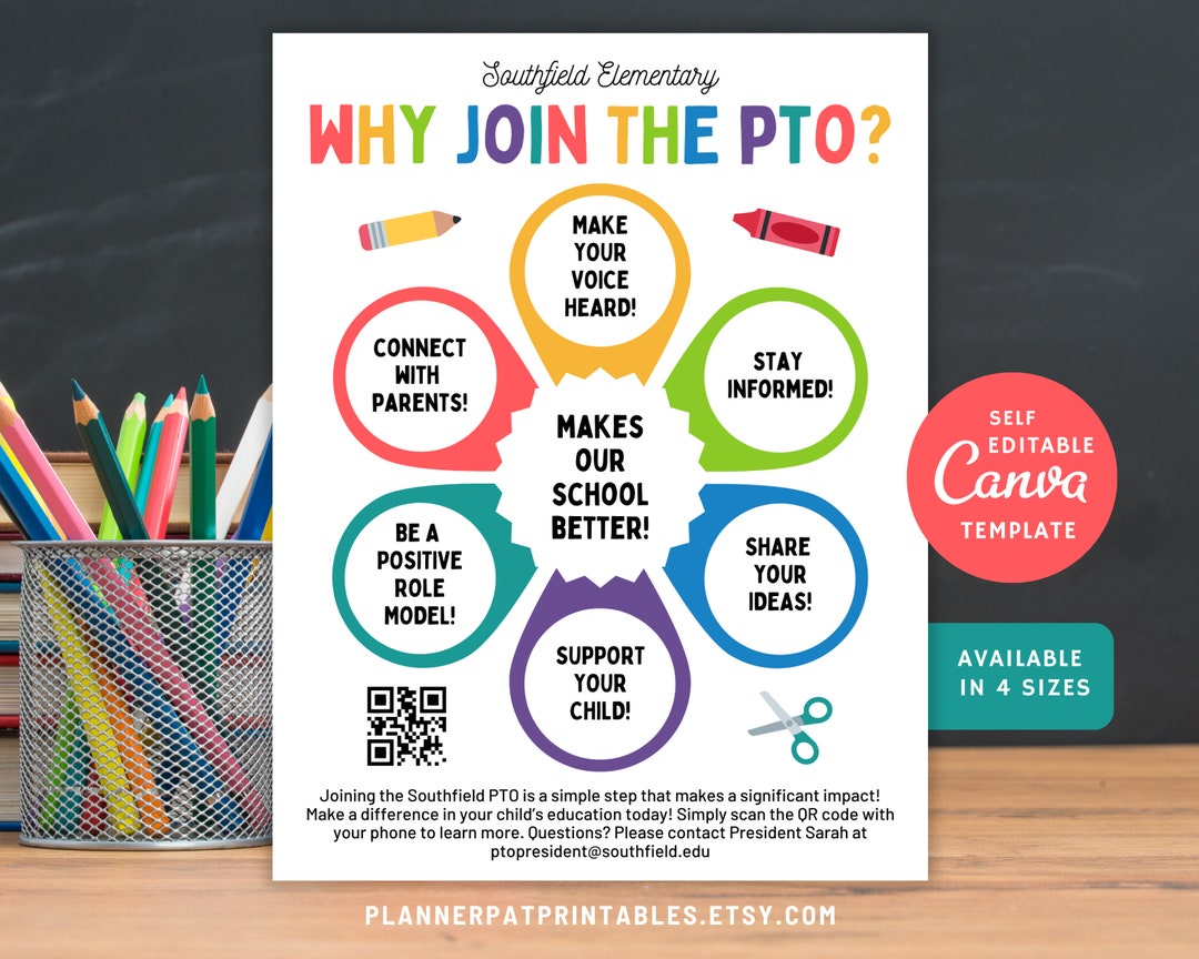 Editable PTO PTA Infographic Flyer | Canva Recruitment Poster Template (digital Download) - Etsy
