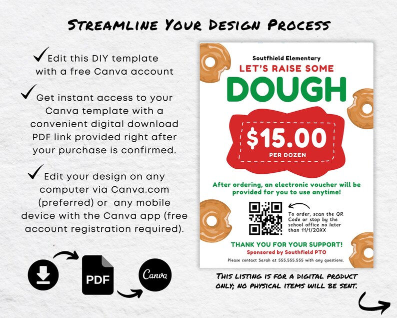 Editable Donut Fundraiser Flyer Template, School Fundraising (canva ...