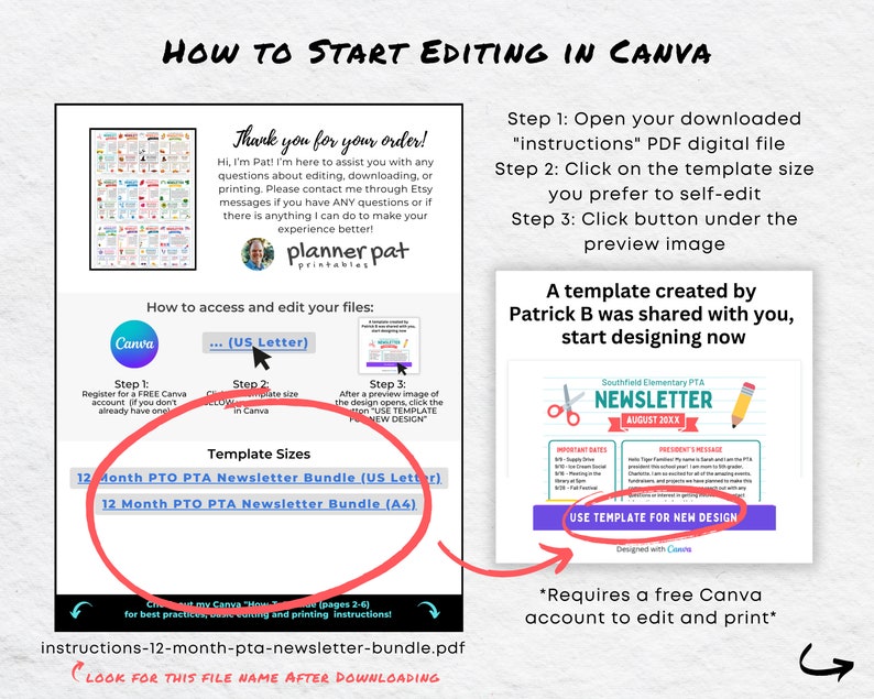 Editable PTA PTO Newsletter Bundle | 12 School Communication Canva ...