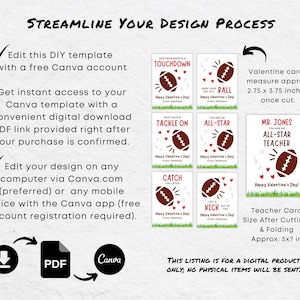 Printable Football Valentine Cards Set, Class Valentines for Kids ...