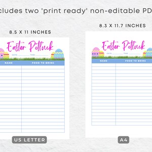 Editable Easter Potluck Sign up Sheet for Office Potluck Party, Canva ...