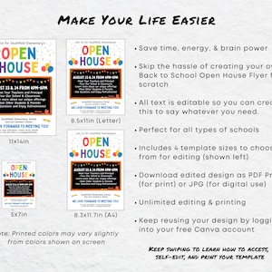School Open House Flyer Template: Editable Invitation (canva) - Etsy