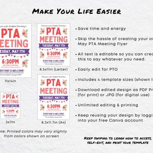 Editable May PTA Meeting Flyer Printable, May Day Meeting Reminder ...