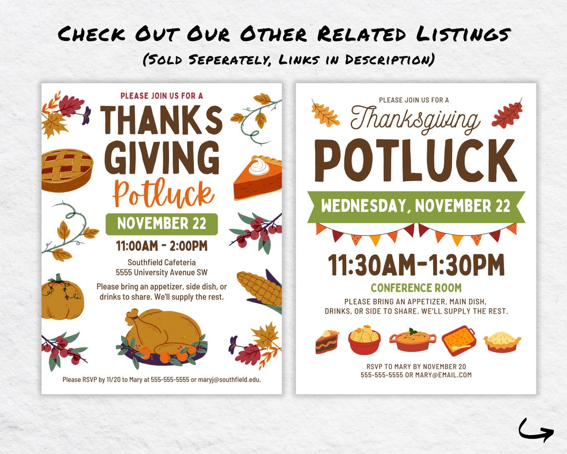 Editable Thanksgiving Feast Invitation: Fall School Luncheon (canva ...
