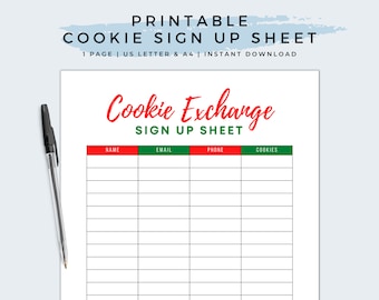 Christmas Cookie Sign up Sheet Christmas Cookies Exchange - Etsy Canada