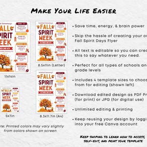 Editable Fall Dress up Days Flyer Canva Template: Printable Itinerary ...