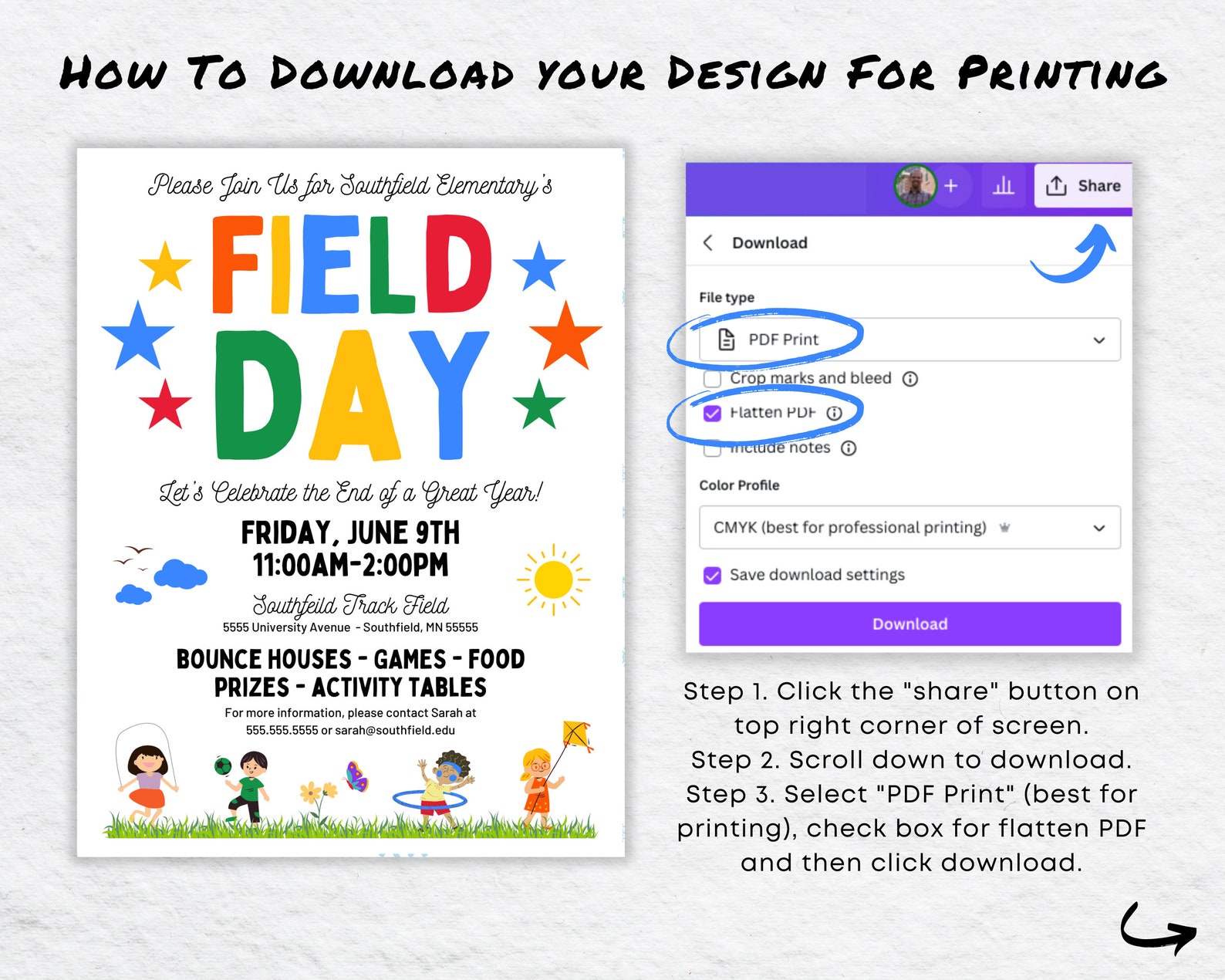 School Field Day Flyer, Sports Day Canva Template (digital Download) - Etsy