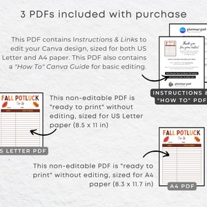 Fall Potluck Sign up Sheet Printable Autumn Harvest Potluck Party ...