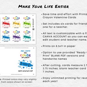 Printable Crayon Valentine Cards, Preschool Crayons Valentines Day ...