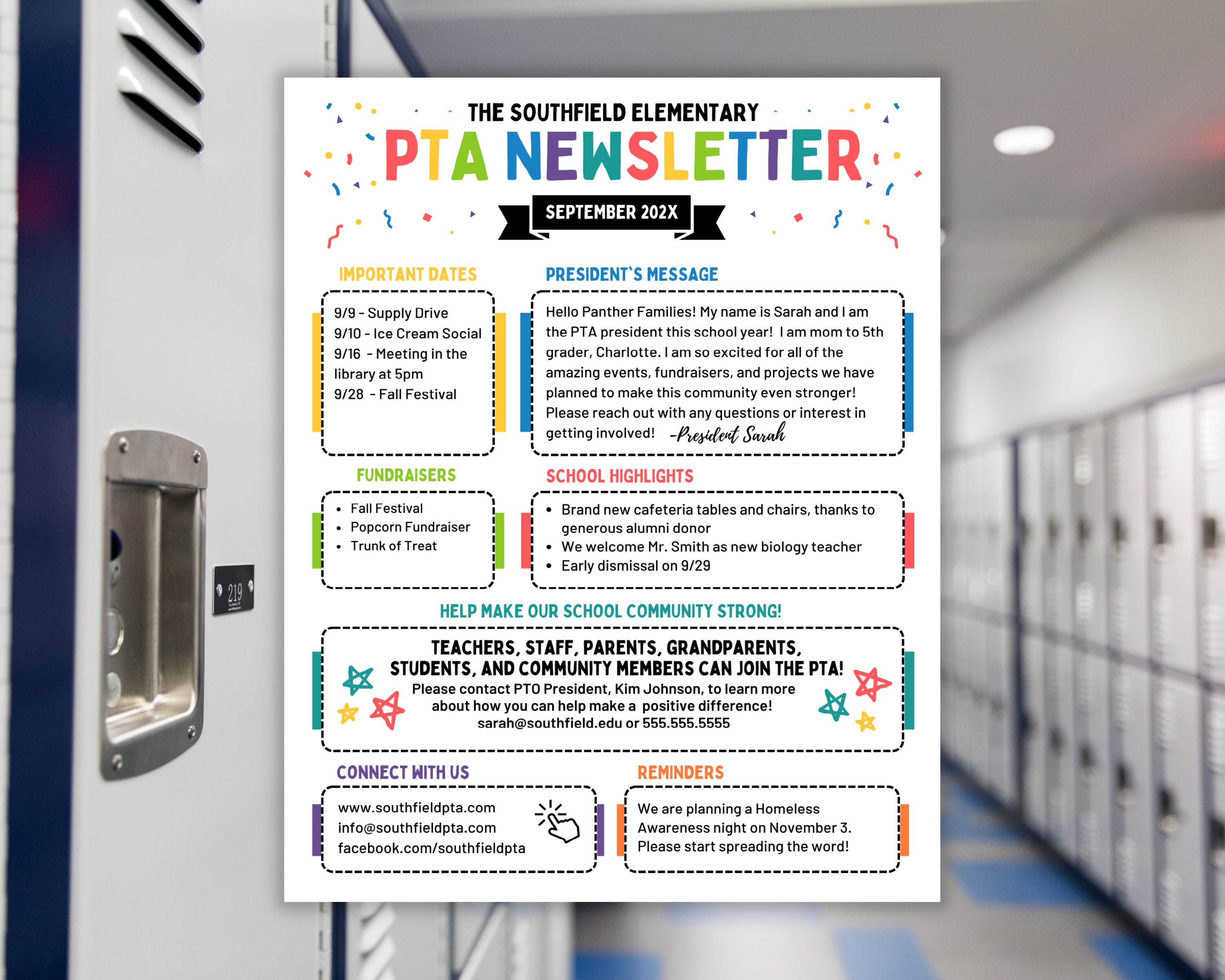 PTA Newsletter Editable Template for Monthly School News - Etsy UK