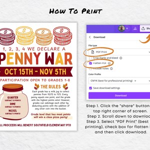 Fall Themed Penny War Flyer Editable Template, Coin Drive Fundraiser ...
