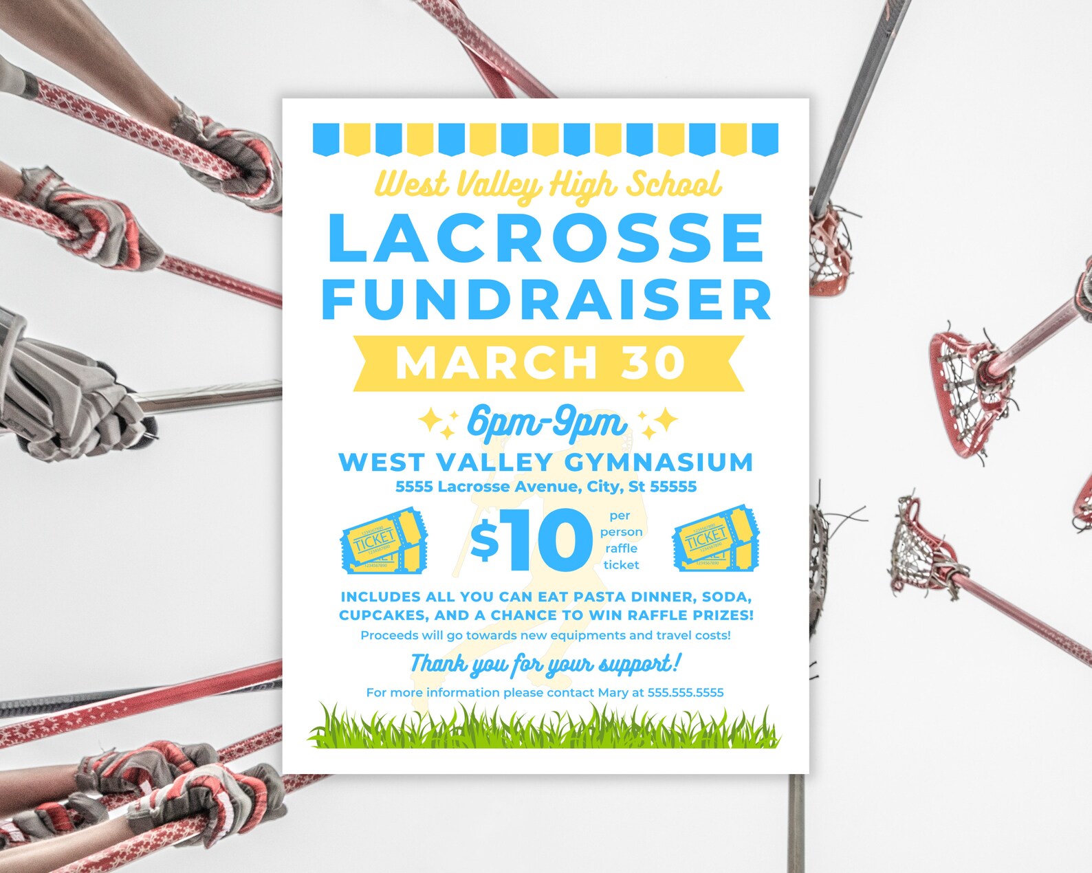 Lacrosse Flyer Editable Canva Template Lacrosse Raffle - Etsy