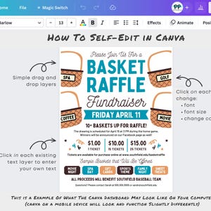 Editable Basket Raffle Flyer Template, Gift Basket Fundraiser Raffle ...
