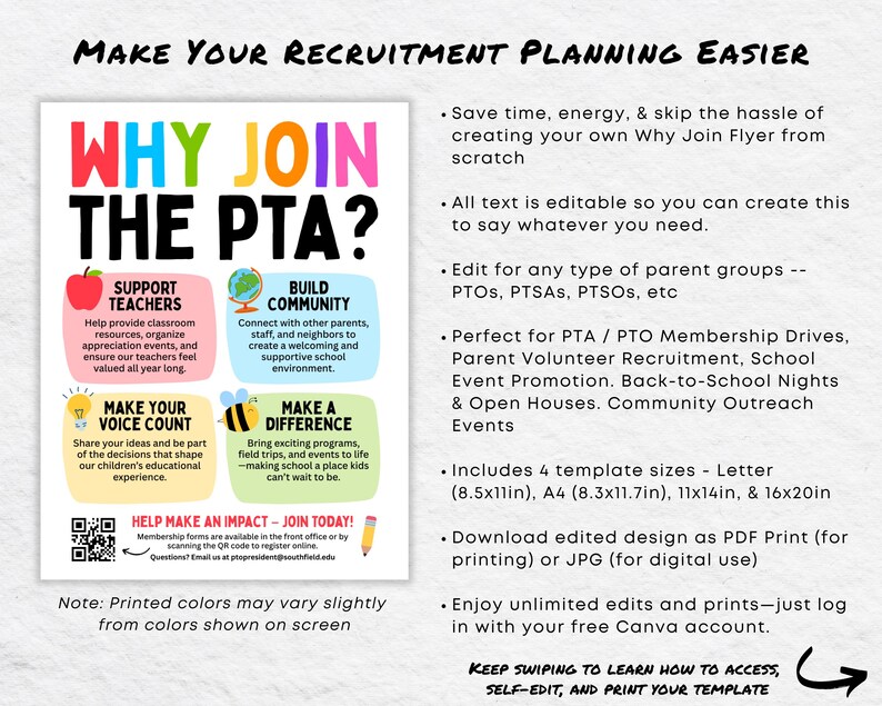Editable Why Join the PTA Flyer: School Recruitment Poster (canva ...